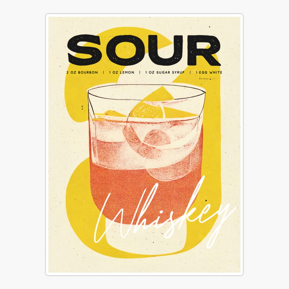 Maneki Whiskey Sour Retro Cocktail Poster Lemon Twist Bar Prints ...