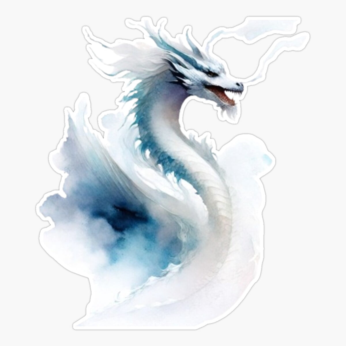 Maneki White Dragon Sticker, Phone Decal Water Bottle Stickers Car ...