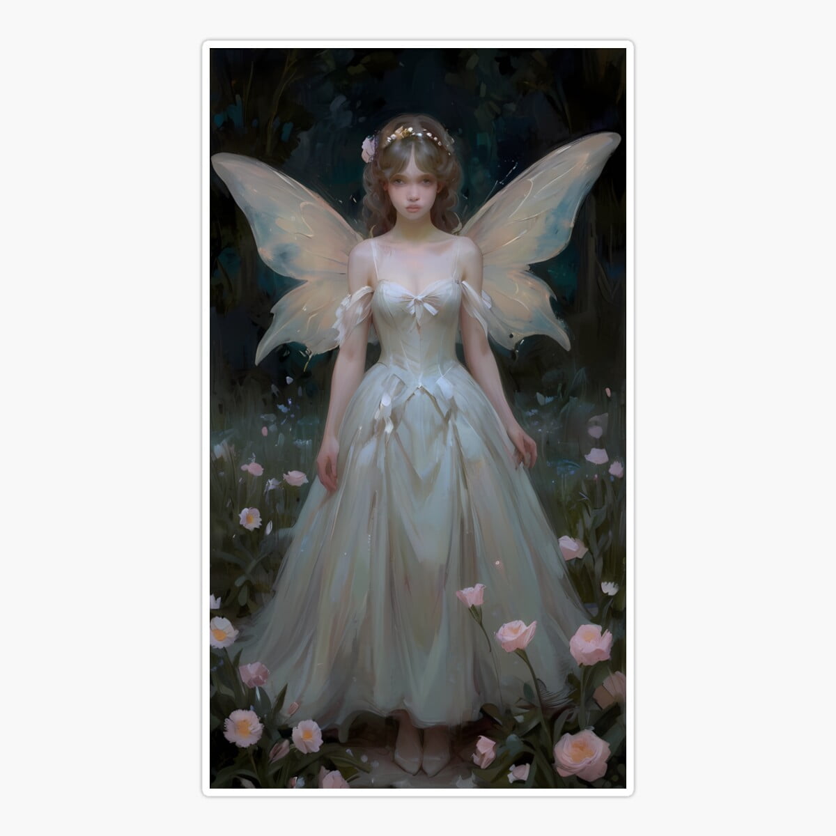 Maneki White Fairy In A Magical Forest Garden - Victorian Oil Painting ...