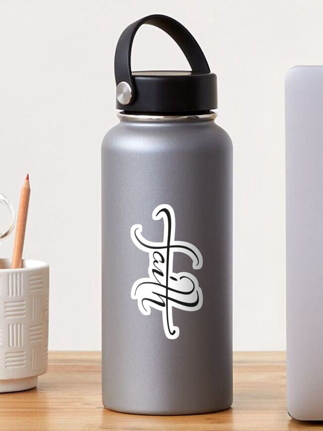 Maneki White Faith Cross Script - Dark Blue Sticker, Phone Decal Water ...