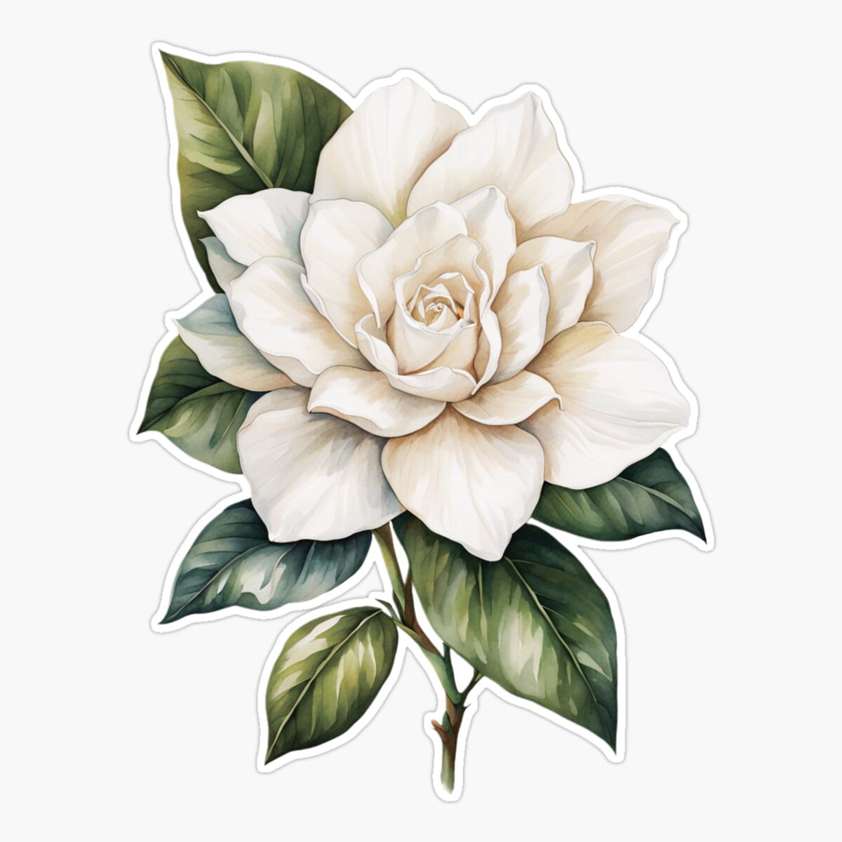 Maneki White Gardenia Flower Sticker, Phone Decal Water Bottle Stickers Car Decals, Funny ...