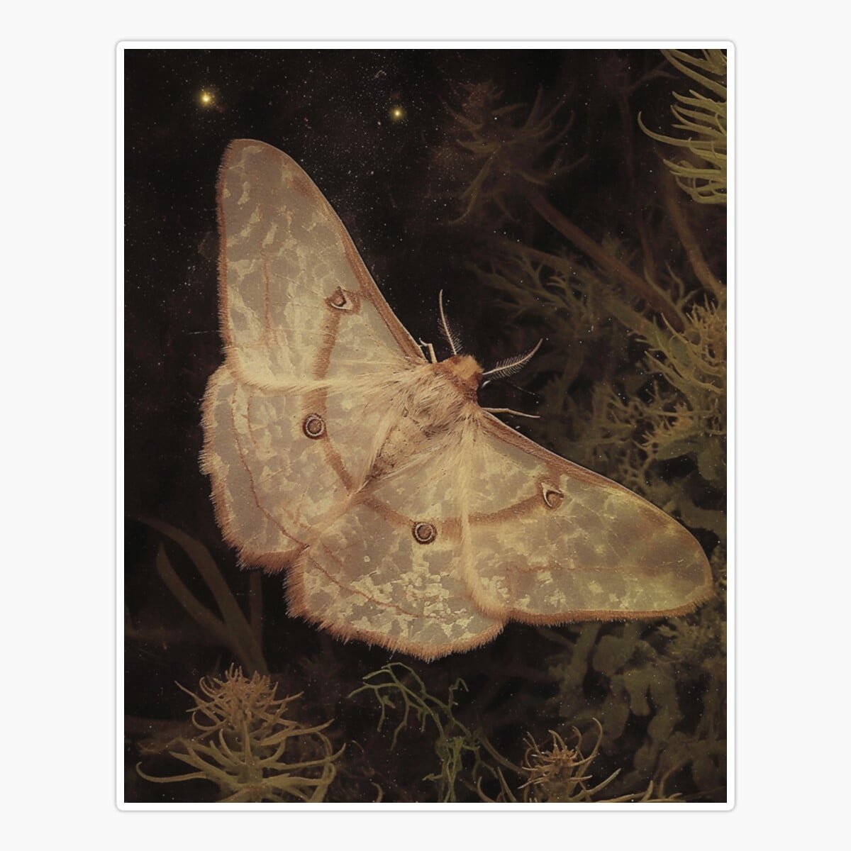 Maneki White Moth Insect Goth Dark Sticker, Phone Decal Water Bottle ...