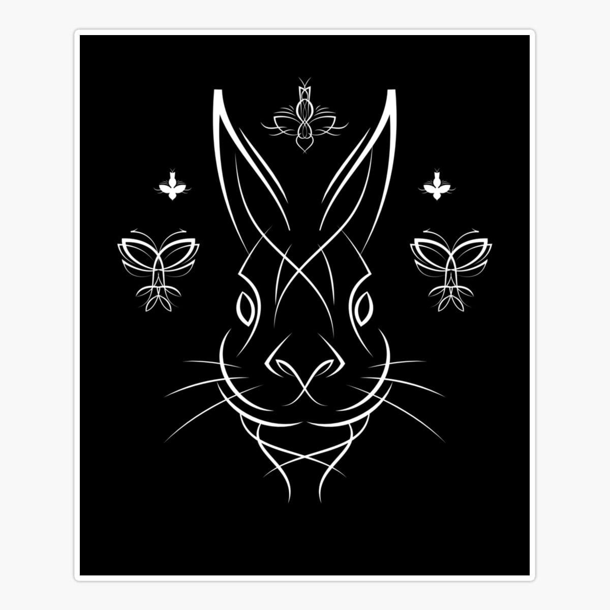 Maneki White Rabbit, Dark Academia Rabbit Sticker, Phone Decal Water ...