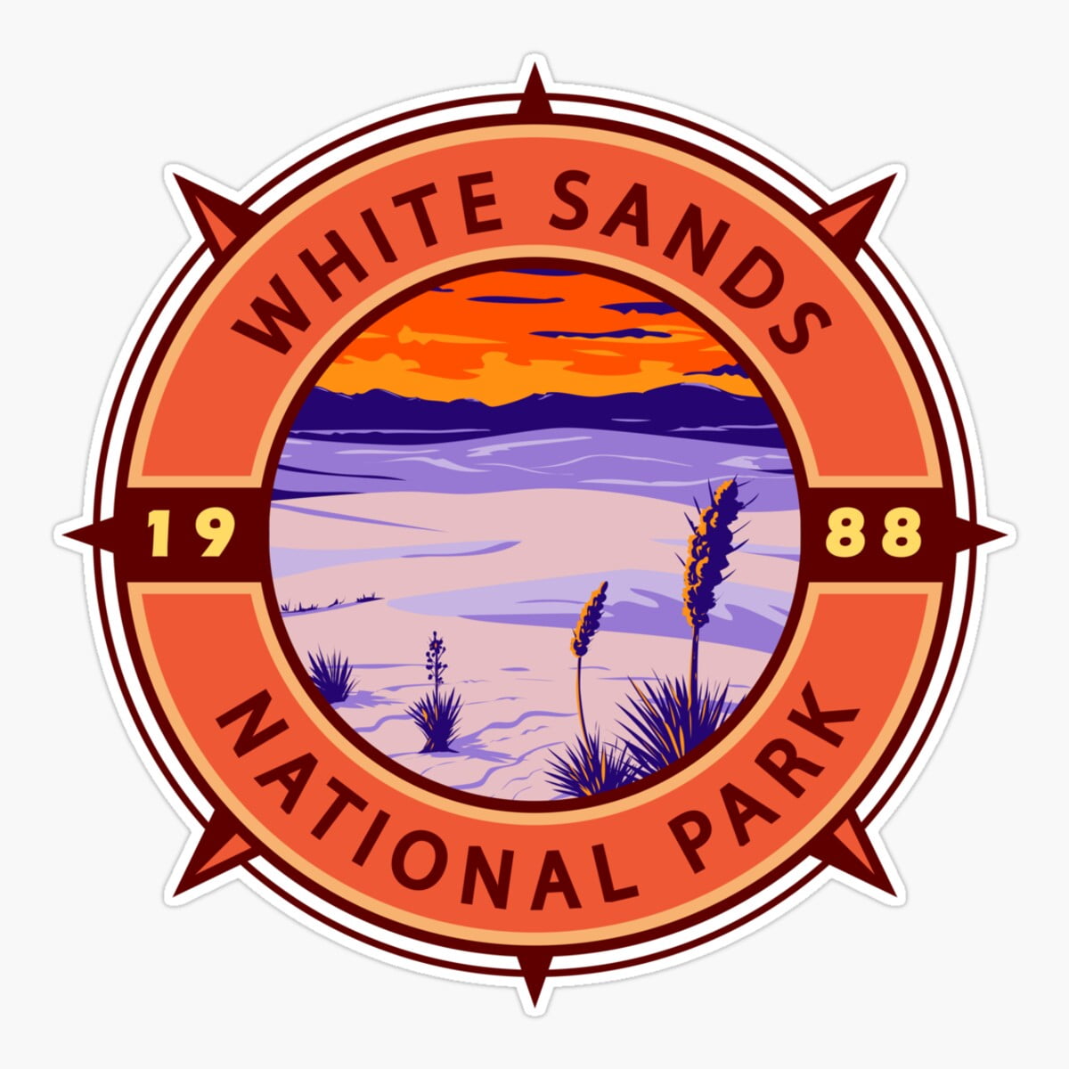 Maneki White Sands National Park Retro Comp Emblem Sticker, Phone Decal ...