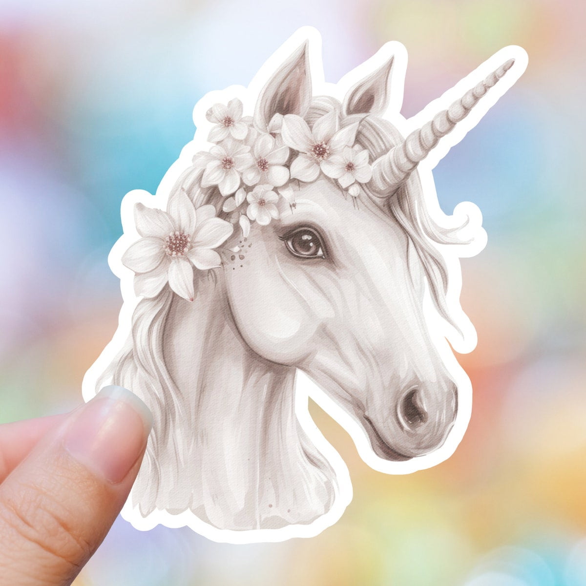 Maneki White Unicorn Sticker Horse Sticker Unicorn Sticker Rainbow ...