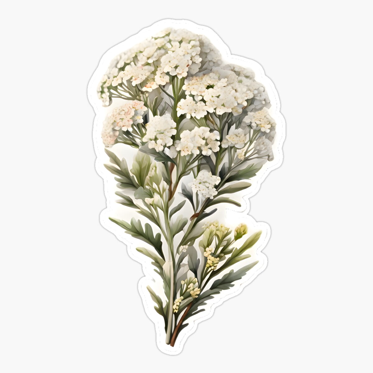 Maneki White Yarrow Sticker, Phone Decal Water Bottle Stickers Car ...