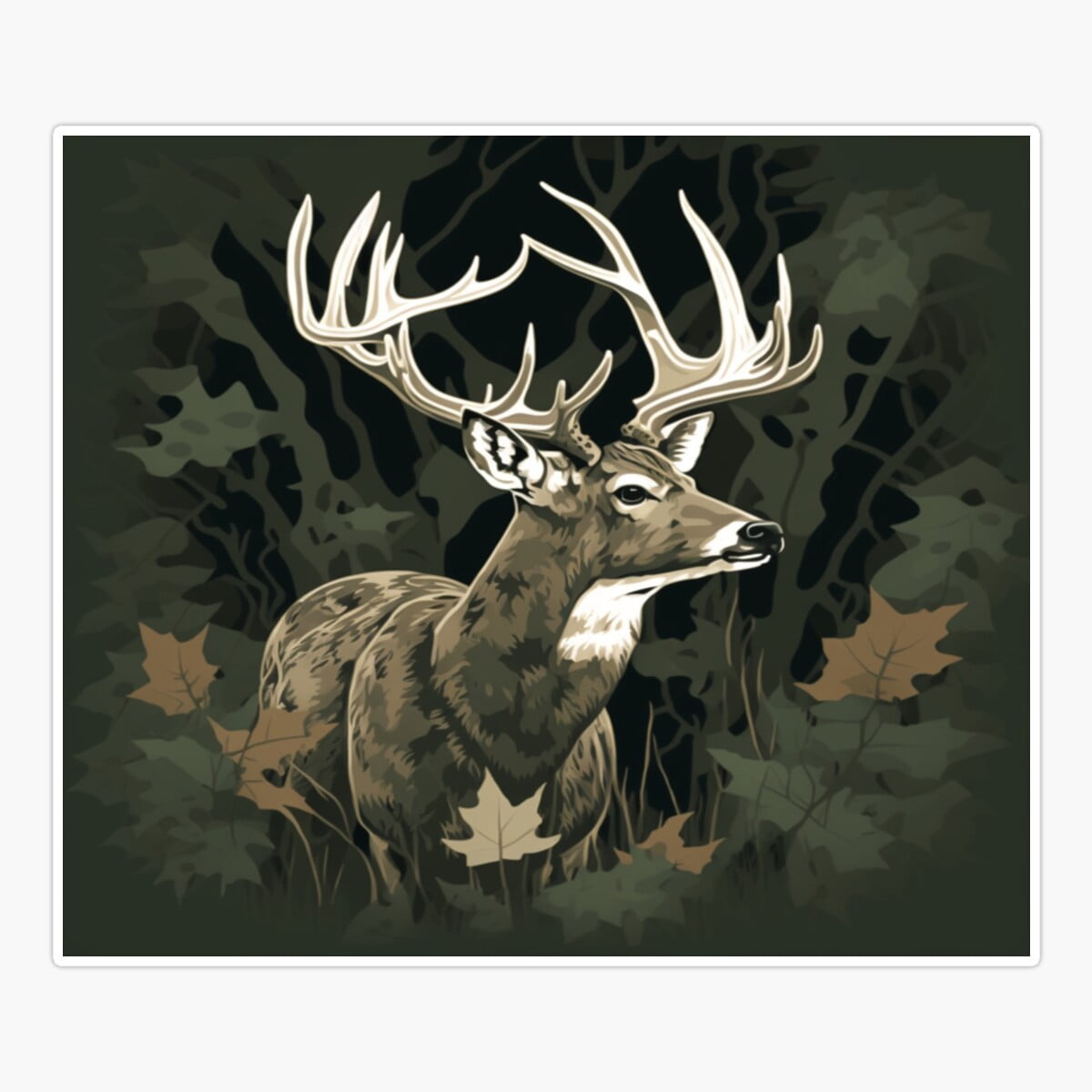 Maneki Whitetail Buck In The Woods Er, Phone Decal Water Bottle ...