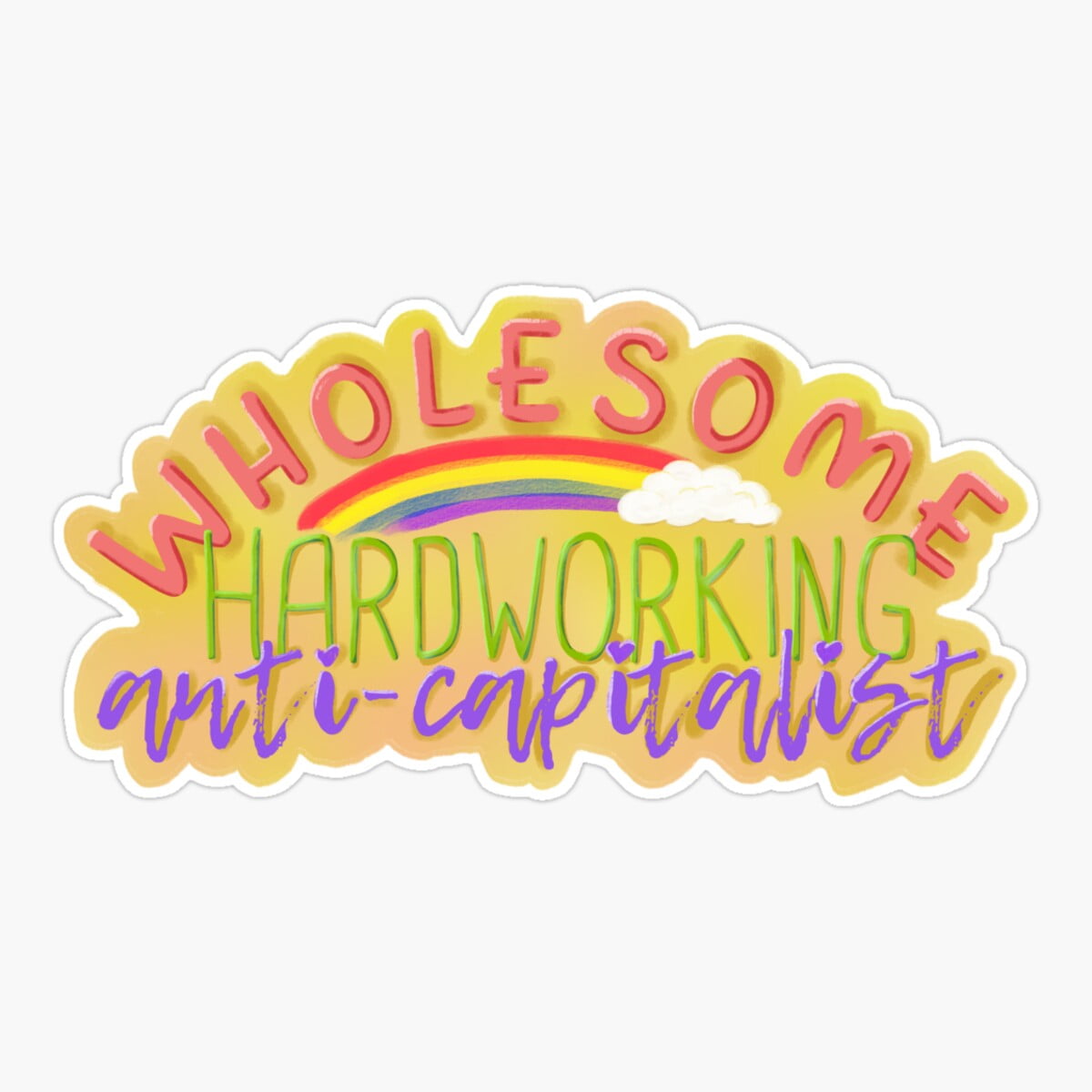 Maneki Wholesome Hardworking Anti-Capitalist Sticker, Phone Decal Water ...