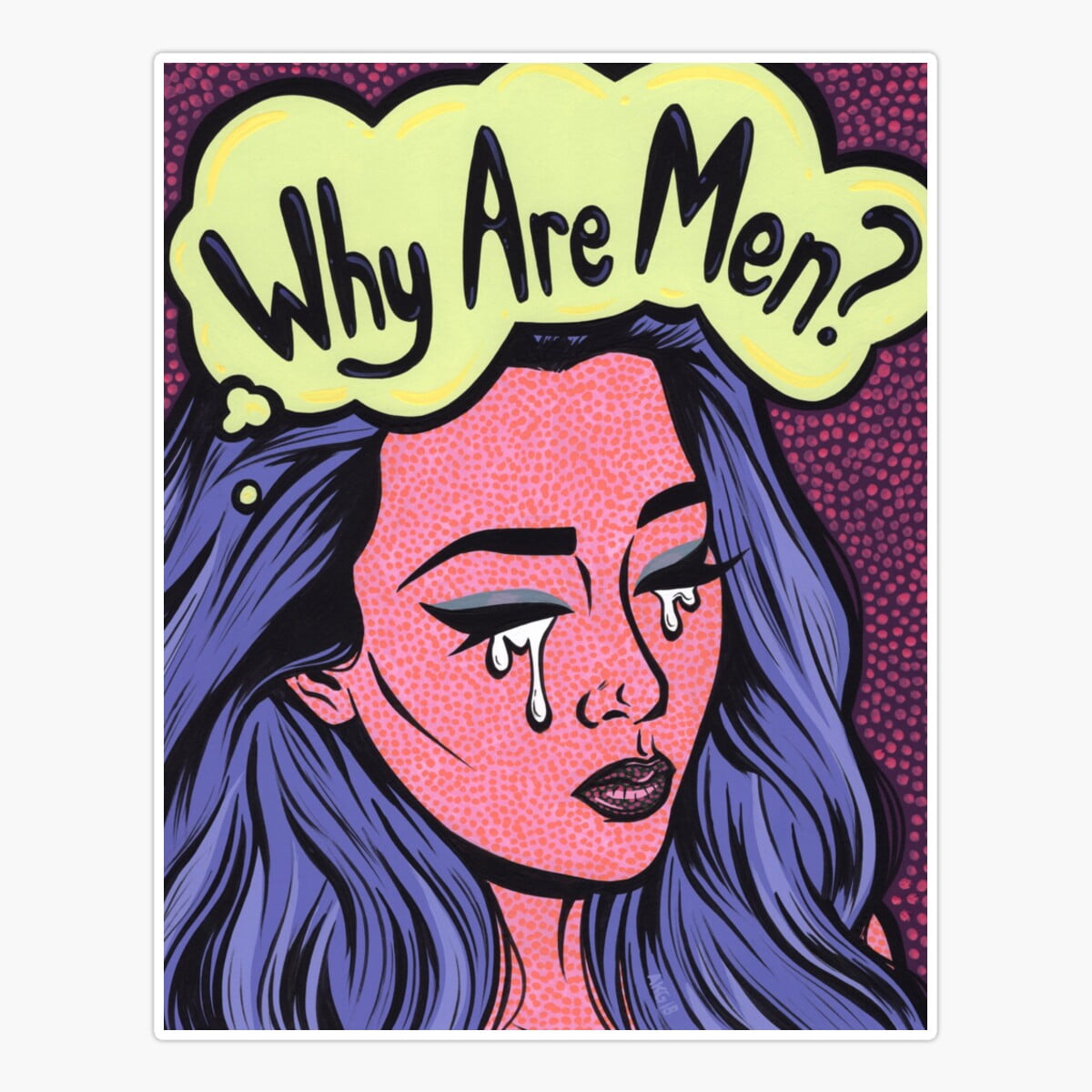 Maneki Why Are Men? Crying Comic Girl Sticker, Phone Decal Water Bottle ...