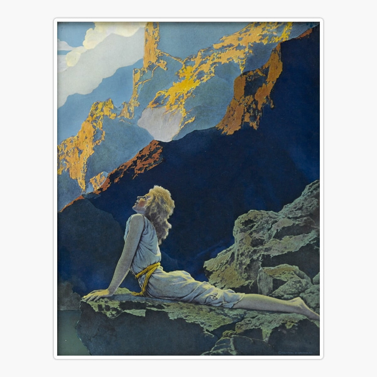 Maneki Wild Geese By Maxfield Parrish - Vintage Art Sticker, Phone ...