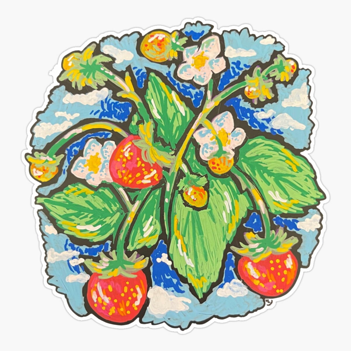Maneki Wild Strawberries - Cottagecore :) Sticker, Phone Decal Water ...