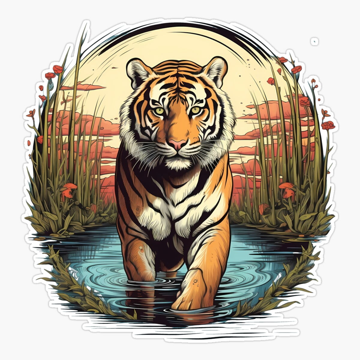 Maneki Wild Tiger In The Wilderness, Walking Through The Swamp Er ...