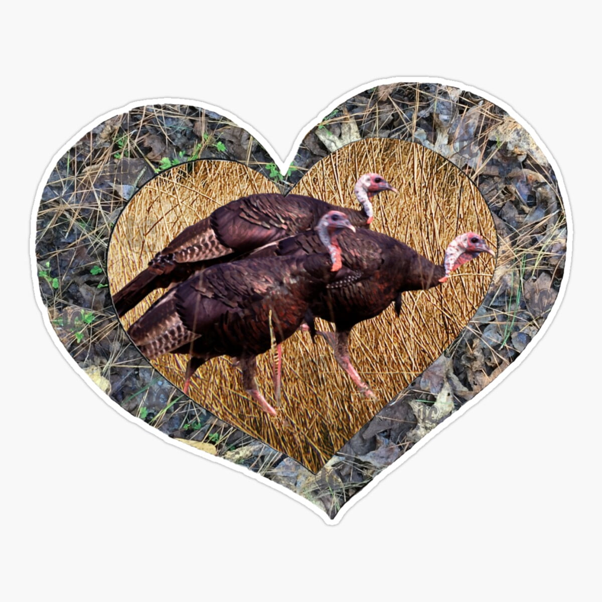 Maneki Wild Turkey Gobbler In Camoulage Heart Design Or Turkey Hunters ...