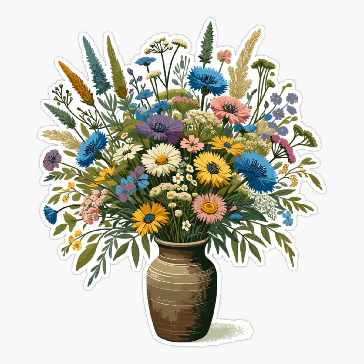 Maneki Wildflower Bouquet Sticker, Phone Decal Water Bottle Stickers ...