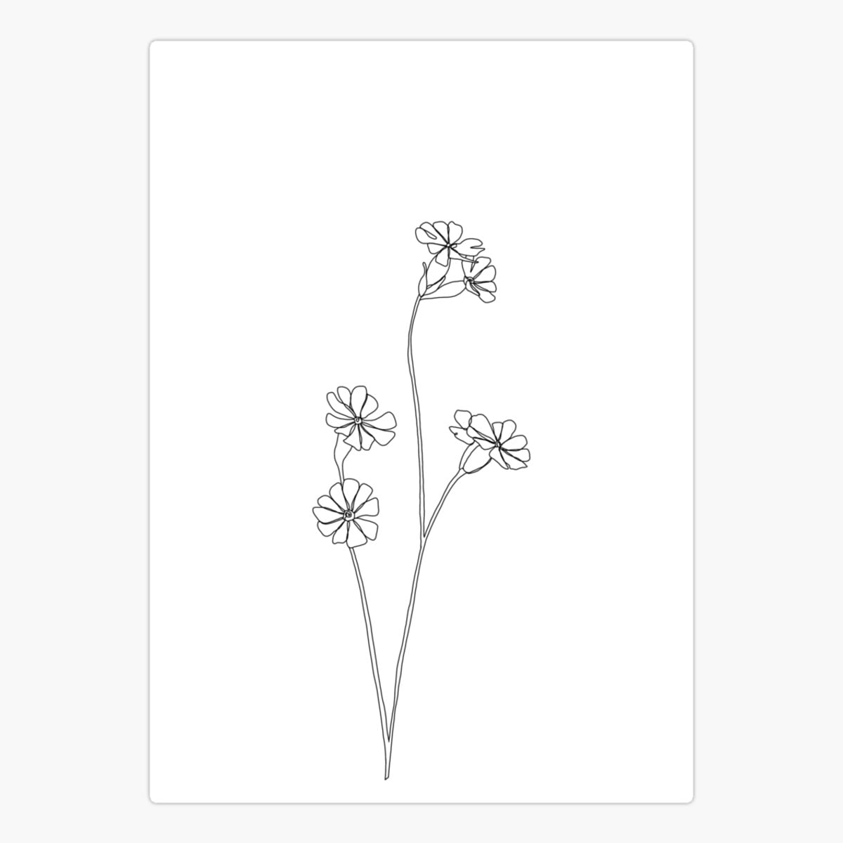 Maneki Wildflower Line Drawing - Ilana Sticker, Phone Decal Water ...