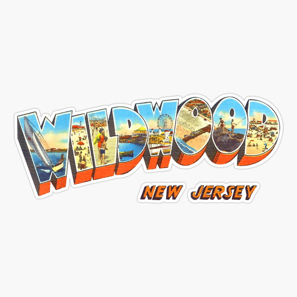 Maneki Wildwood New Jersey Nj Vintage Retro Souvenir Sticker, Phone ...