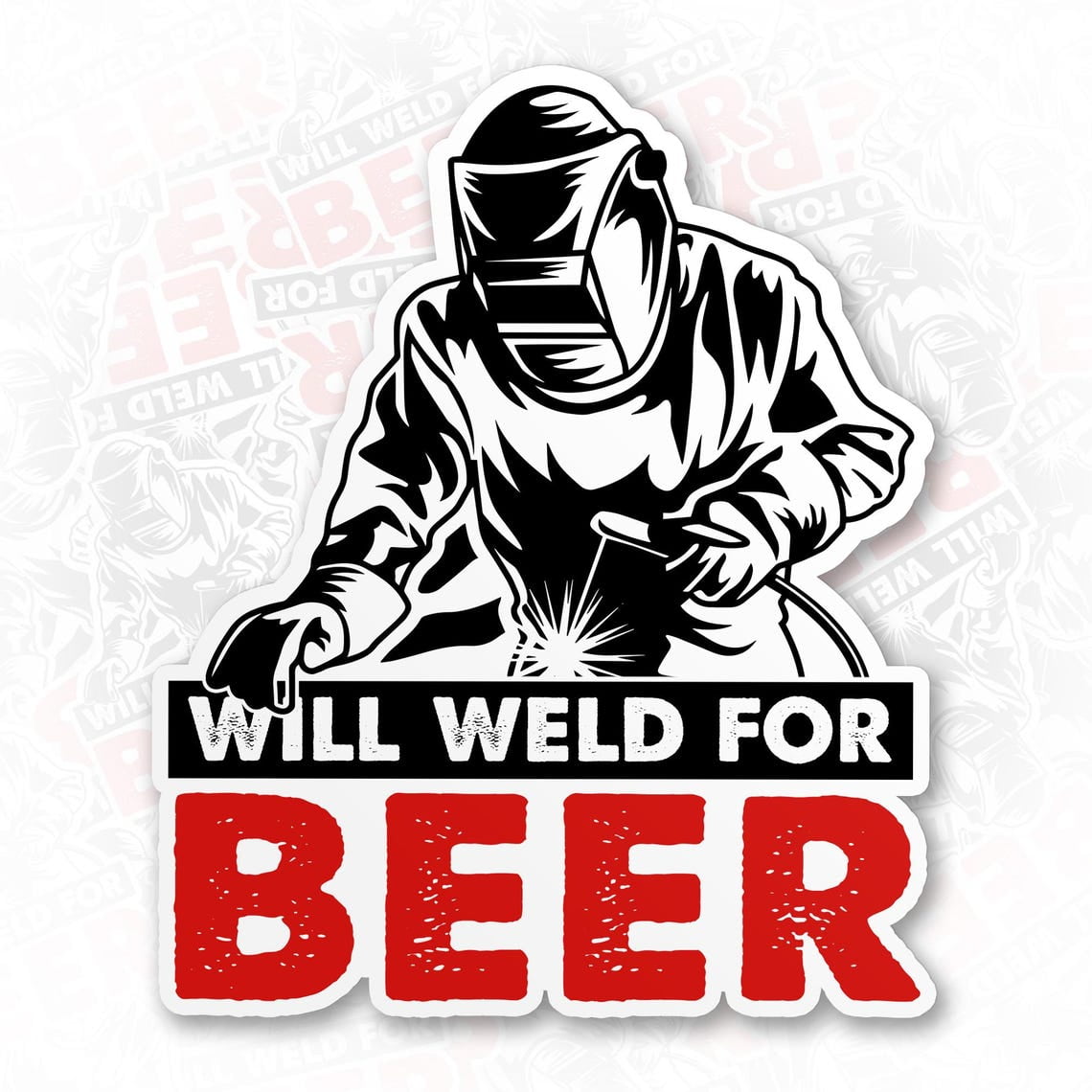 Maneki Will Weld For Beer Er, Welding Mask, Blue Collar, Welder ...