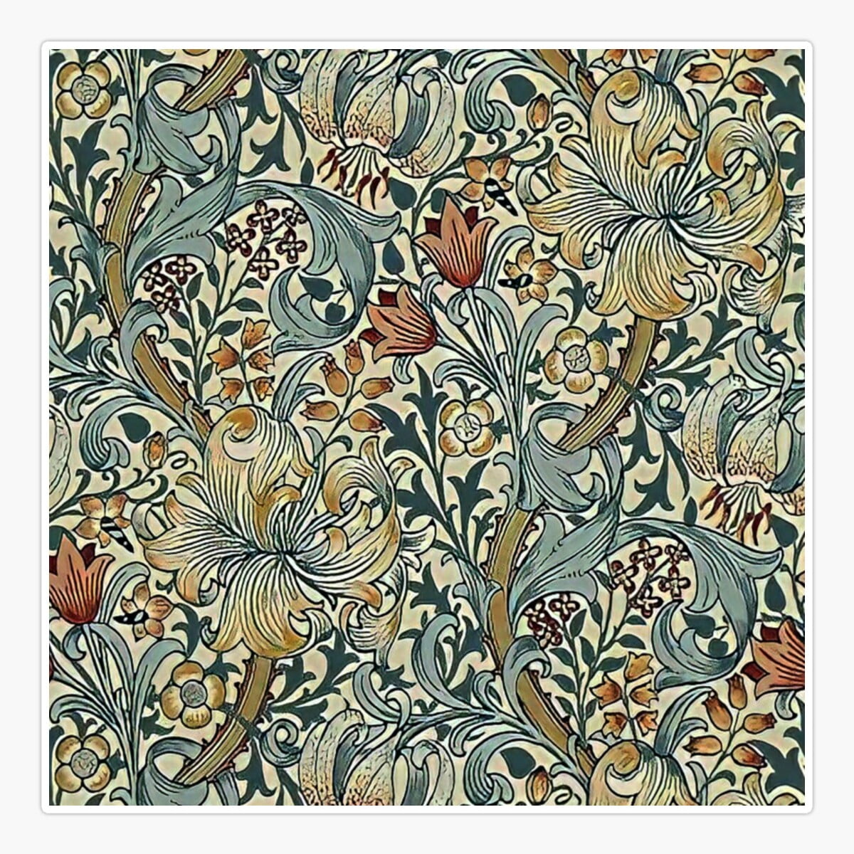 Maneki William Morris - Floral Design Sticker, Phone Decal Water Bottle ...