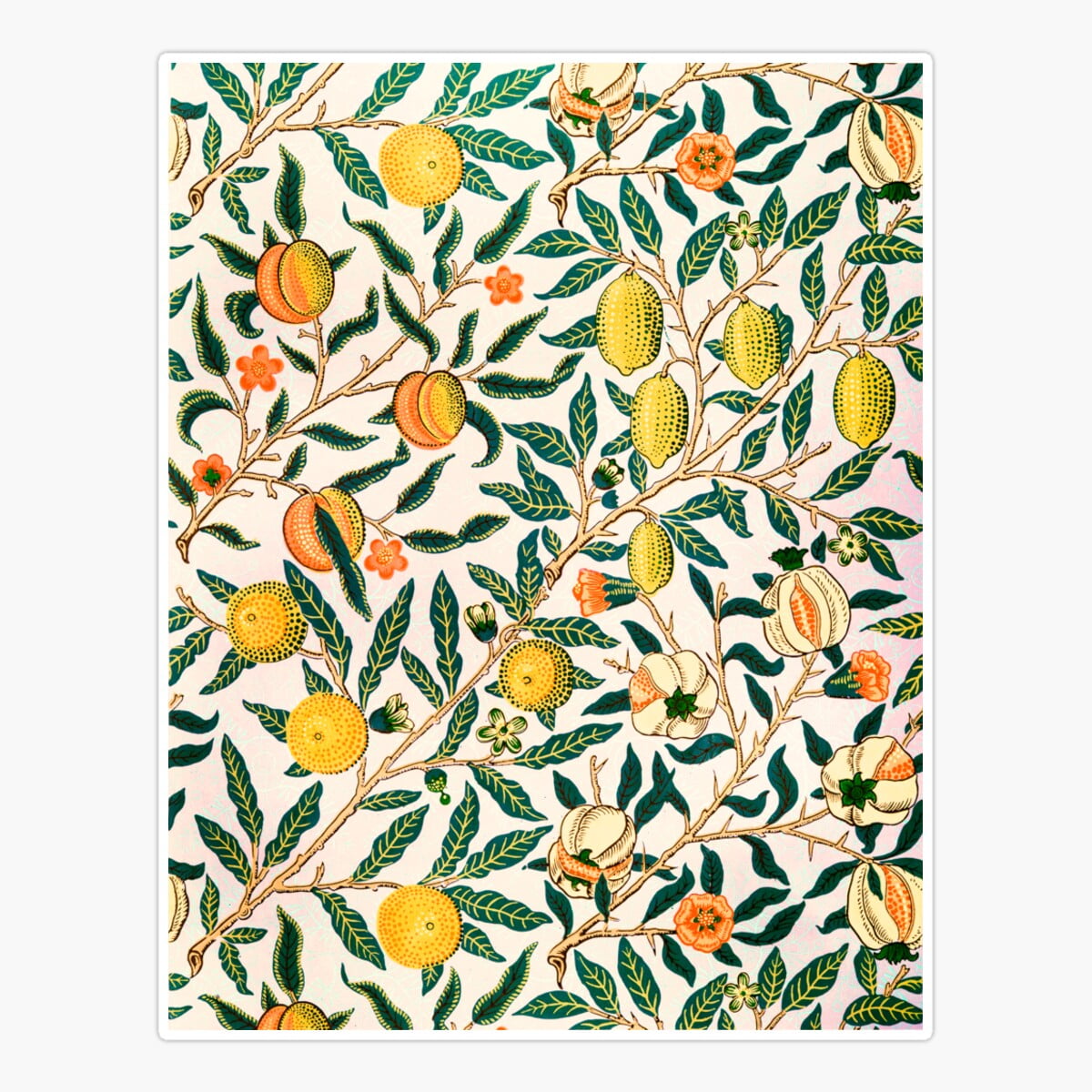 Maneki William Morris Pattern - Fruits Sticker, Phone Decal Water ...