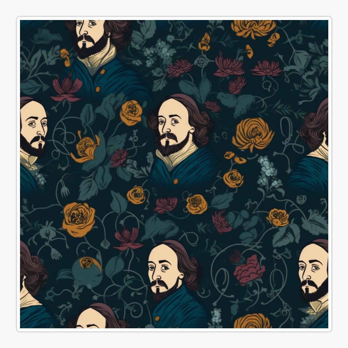 Maneki William Shakespeare Dark Academia Sticker, Phone Decal Water ...