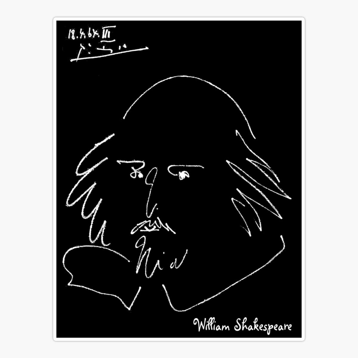 Maneki William Shakespeare : Vintage 1946 Silhouette Sketch Sticker ...