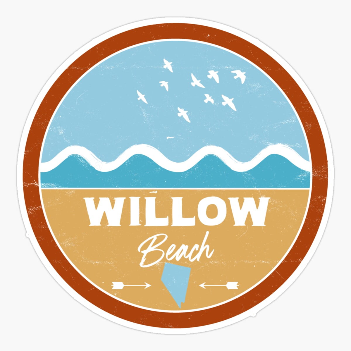 Maneki Willow Beach Lake Mead Nevada - Retro Lake Nv Beach Wave Sticker ...
