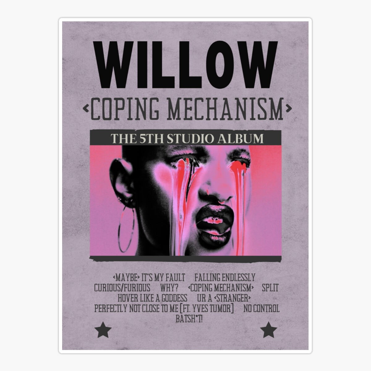 Maneki Willow Coping Mechanism Sticker, Phone Decal Water Bottle ...