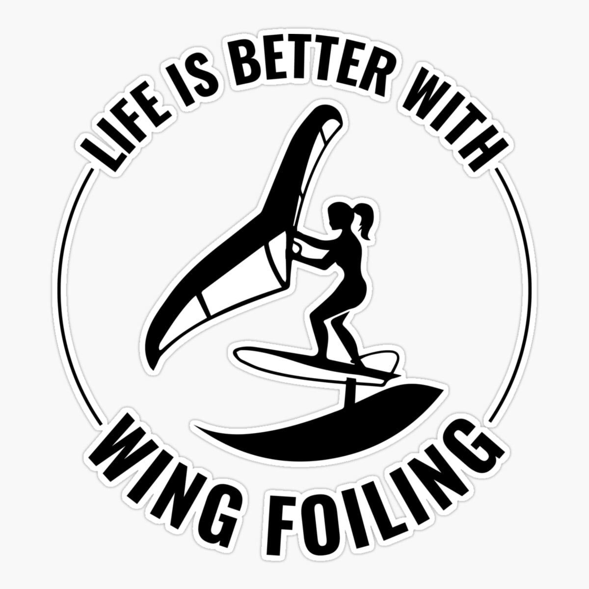 Maneki Wing Foiling Hydrofoil Surfing Water Sports Sticker, Phone Decal ...