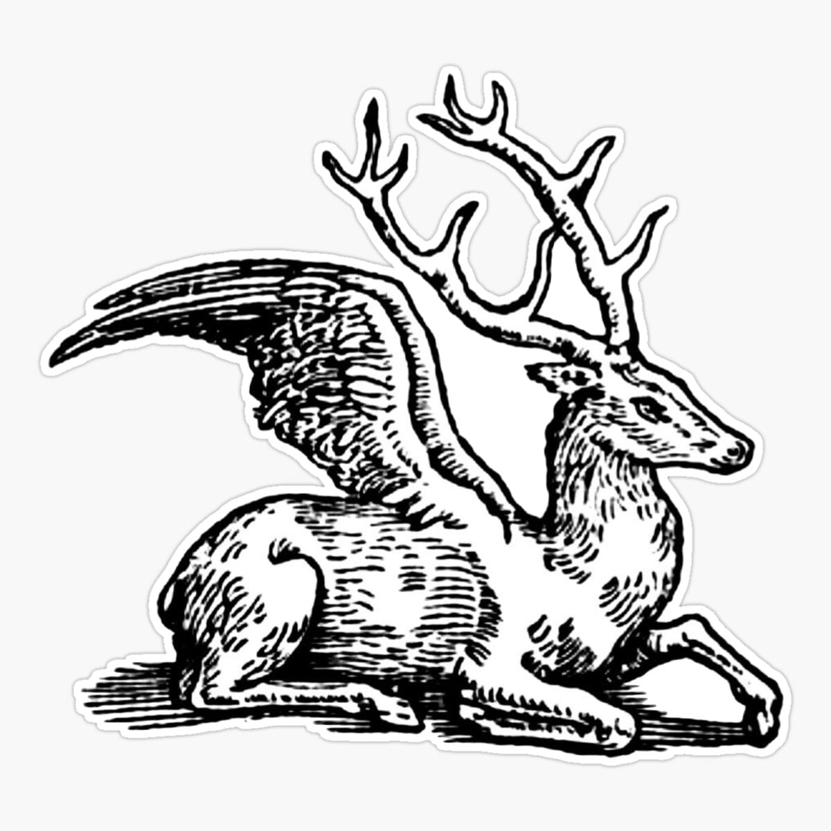 Maneki Winged Deer Dark Academia Sticker, Phone Decal Water Bottle ...