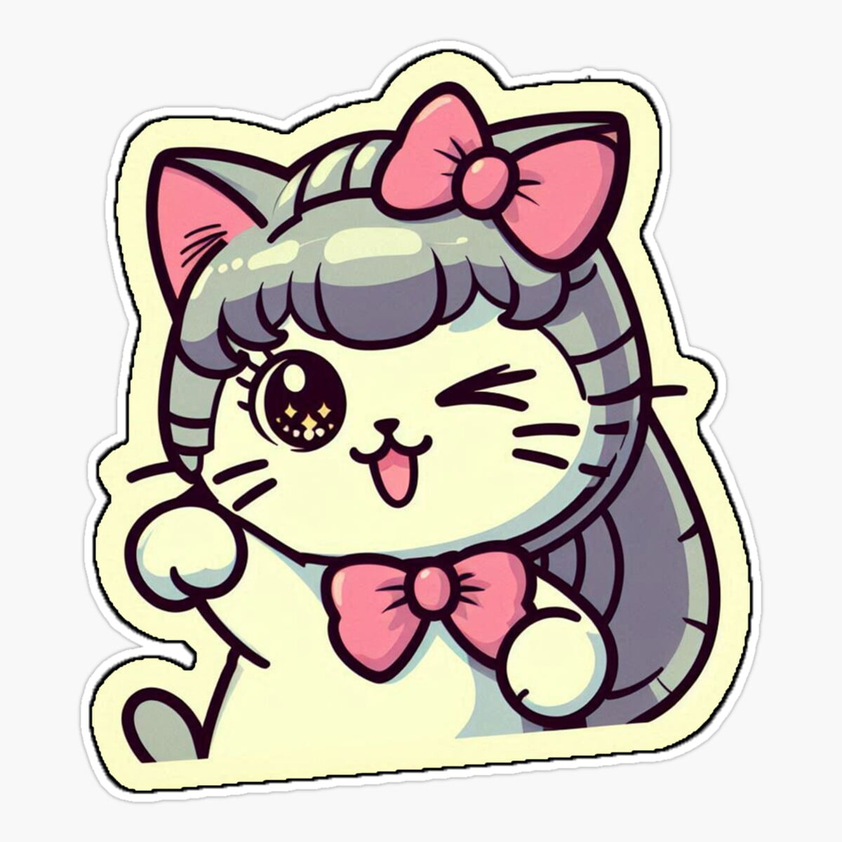 Maneki Wink Cat Sticker, Phone Decal Water Bottle Stickers Car Decals ...