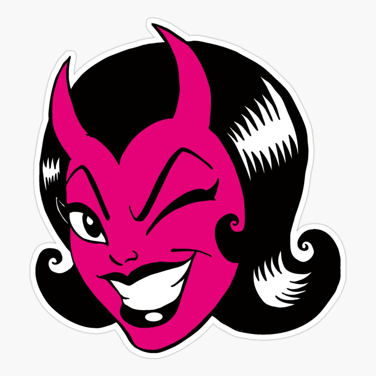 Maneki Winking Devil Girl Sticker, Phone Decal Water Bottle Stickers ...