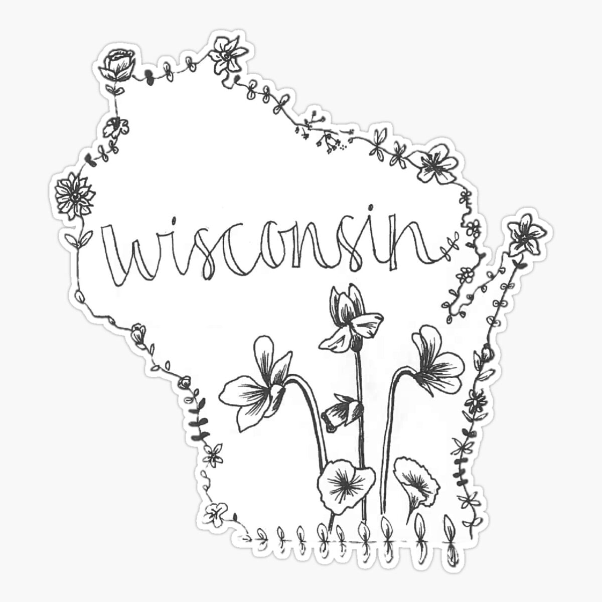 Maneki Wisconsin State Flower Sticker, Phone Decal Water Bottle ...