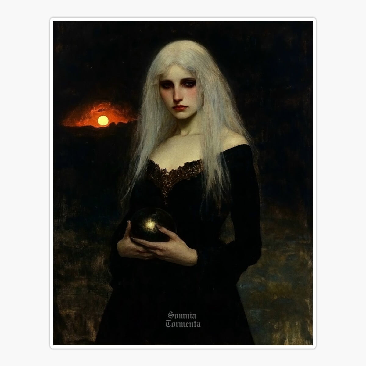 Maneki Witch With Crystal Ball Gothic Fantasy Dark Art Sticker, Phone ...