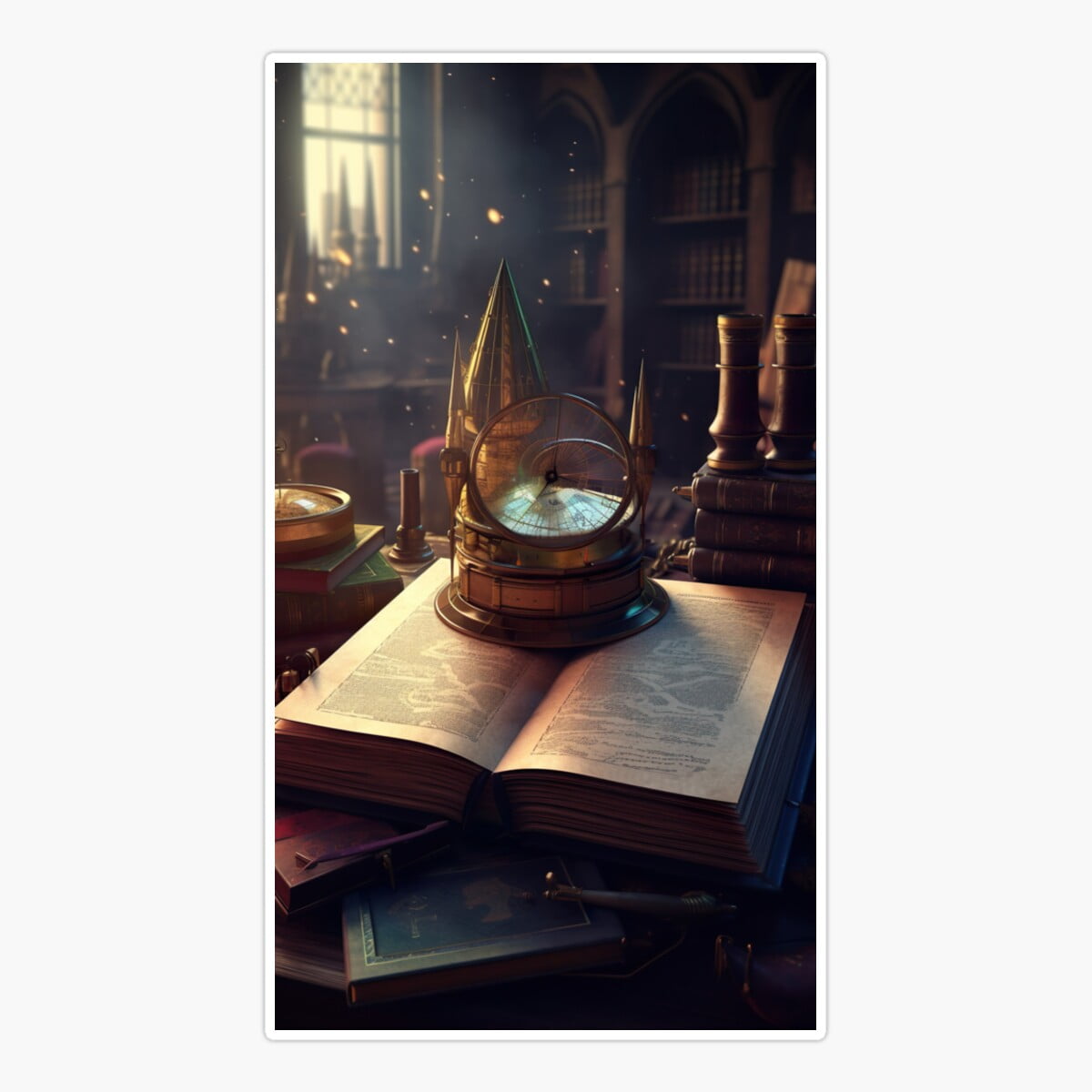 Maneki Witchcraft Library Dark Academia Sticker, Phone Decal Water ...