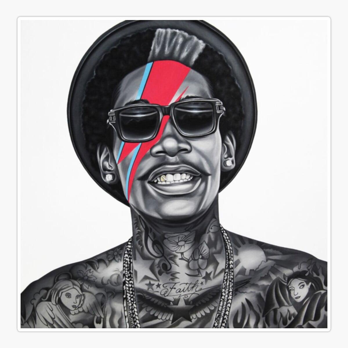 Maneki Wiz Khalifa Official Face Sticker, Phone Decal Water Bottle ...