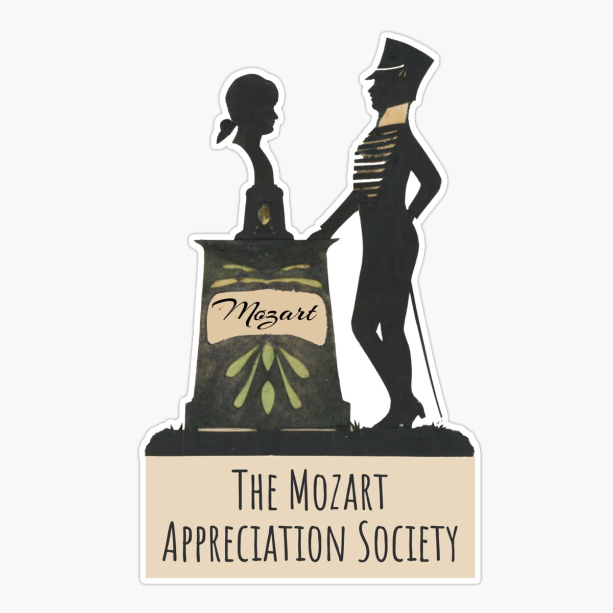 Maneki Wolfgang Amadeus Mozart Classical Music Dark Academia Illustration Sticker, Phone Decal ...