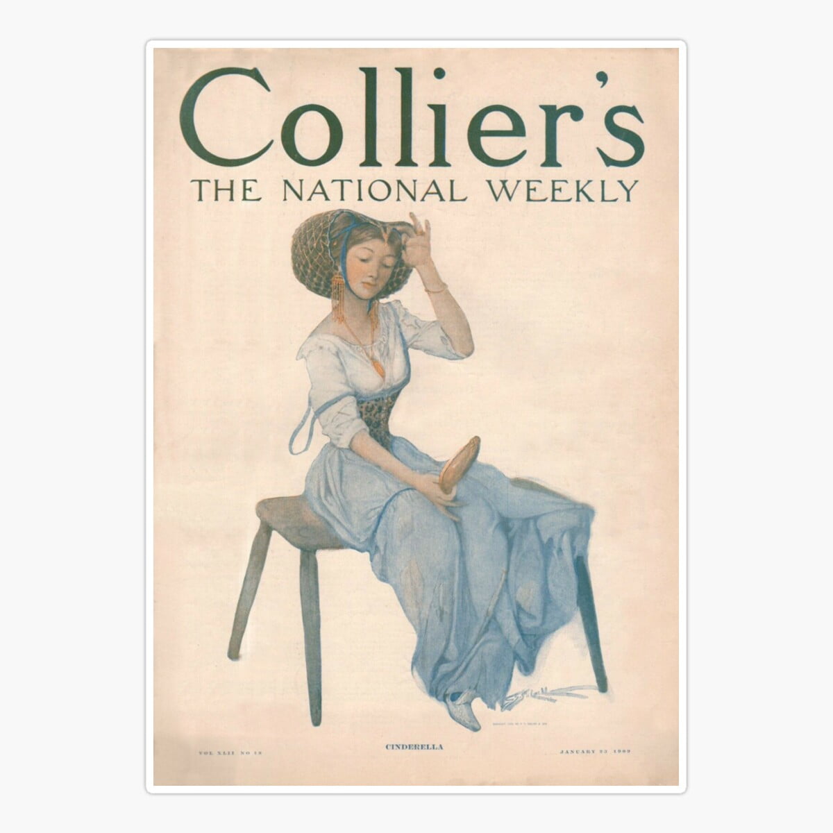 Maneki Woman On A Bench - Collier'S Vintage Cover Art By Sarah ...
