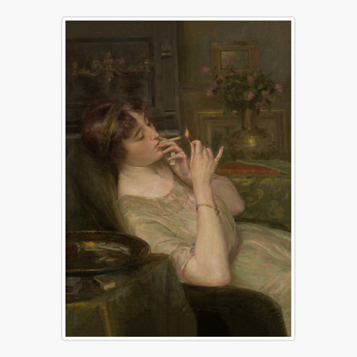 Maneki Woman Smoking Cigarette, Dark Moody Wall Art Sticker, Phone ...