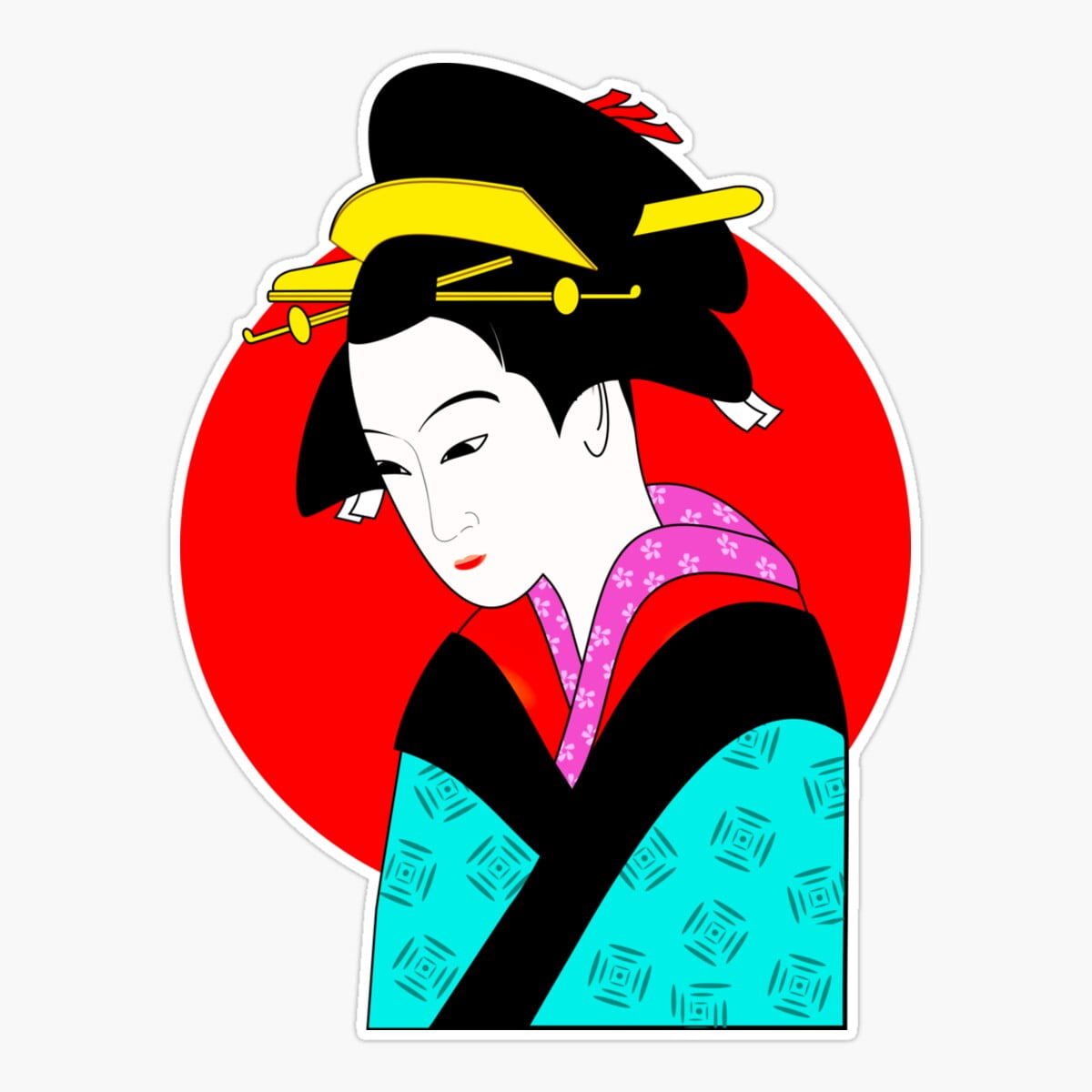 Maneki Woman Wearing Kimono Sticker, Phone Decal Water Bottle Stickers ...