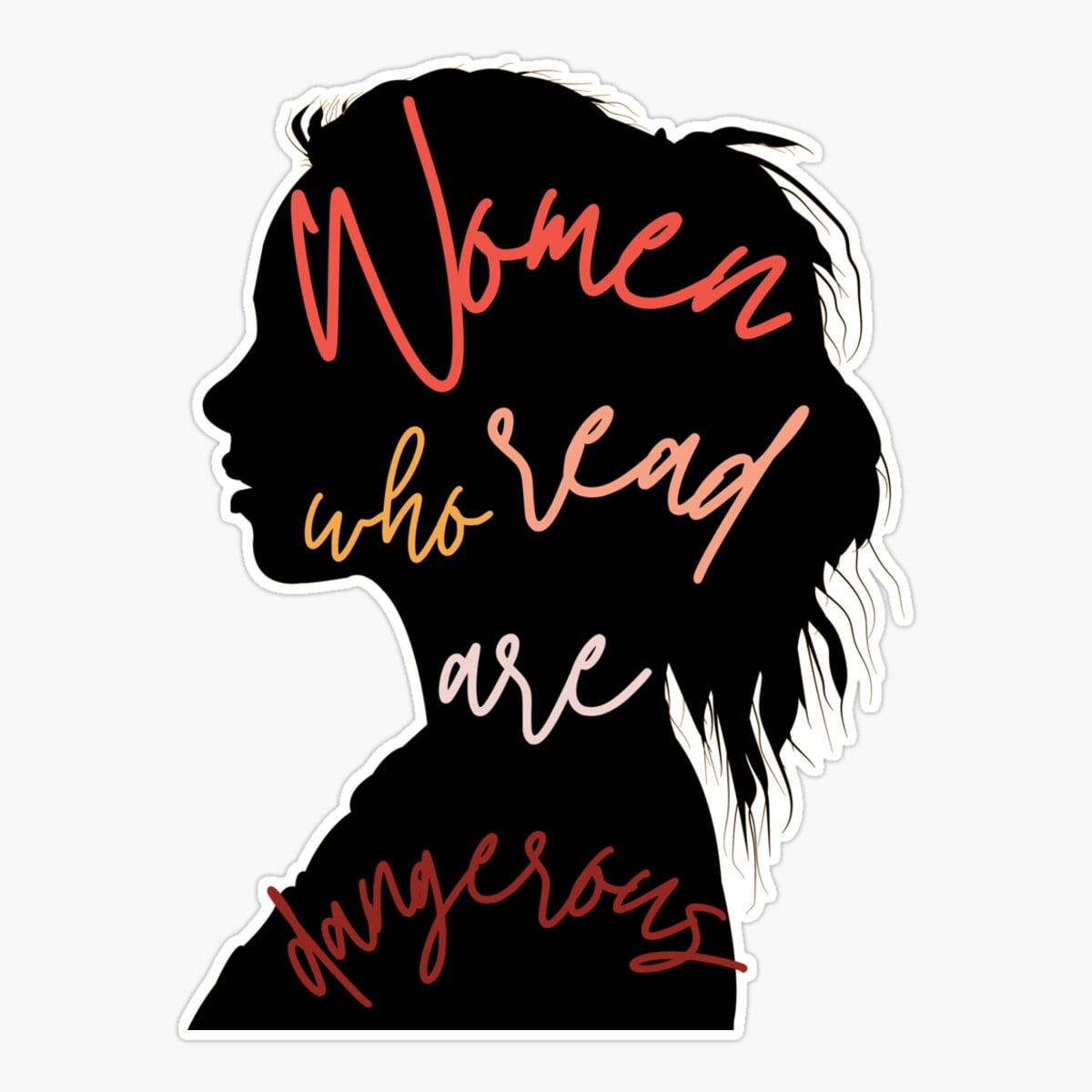 Maneki Women Who Read Are Dangerous Colorul Text Sticker, Phone Decal ...