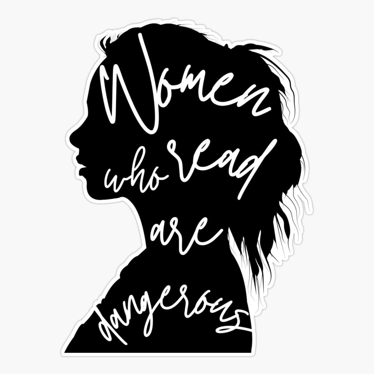 Maneki Women Who Read Are Dangerous Sticker, Phone Decal Water Bottle ...