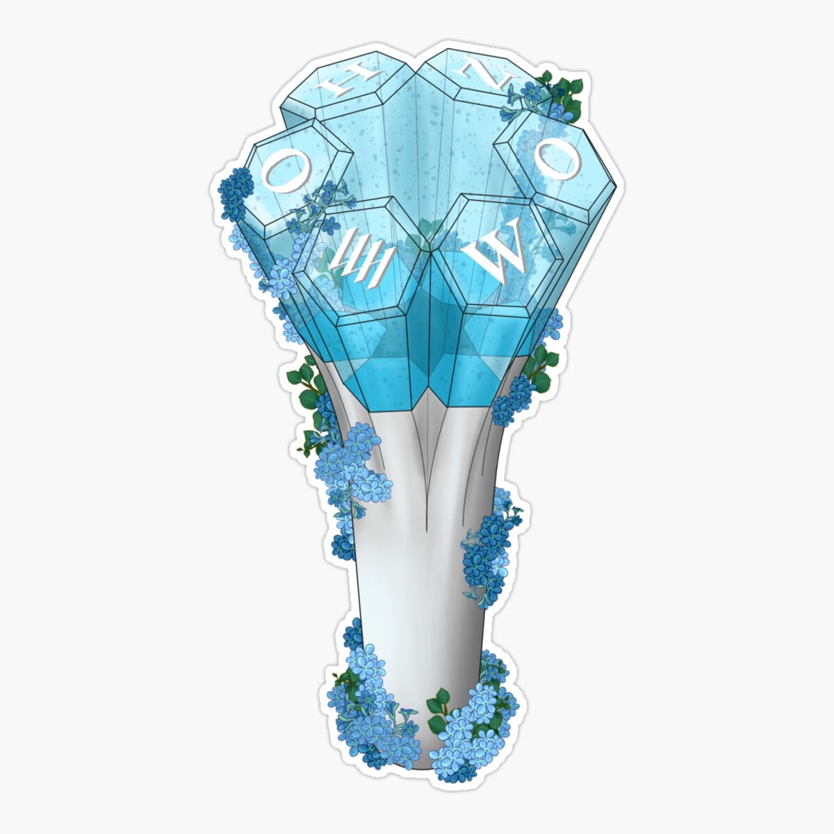 Maneki Wonho Floral Lightstick Kpop Sticker, Phone Decal Water Bottle ...