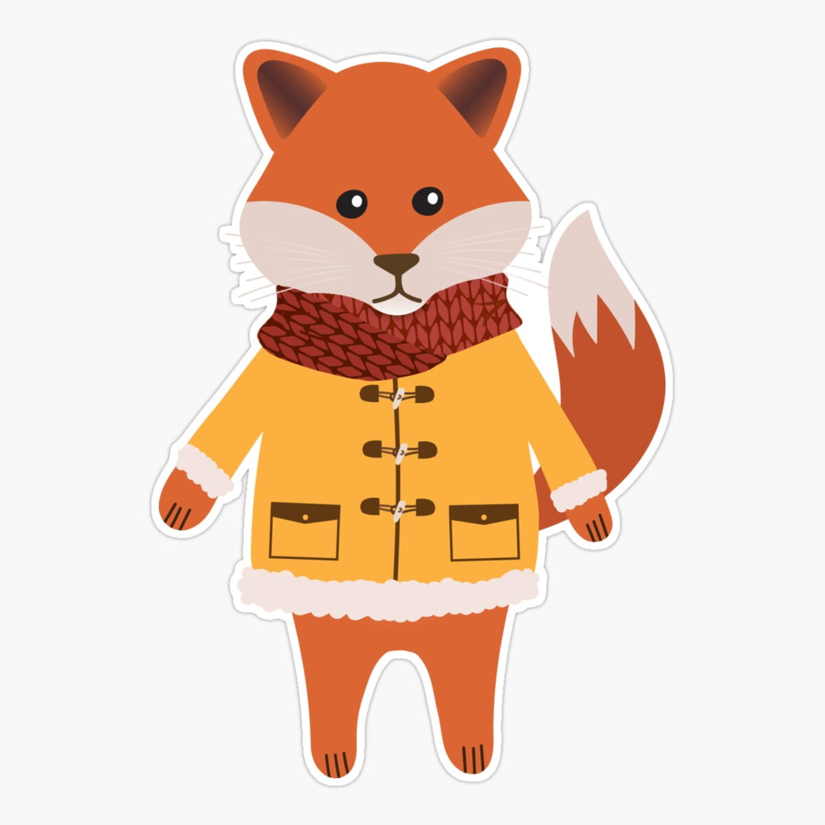 Maneki Woodland Fox In A Winter Coat Sticker, Phone Decal Water Bottle ...