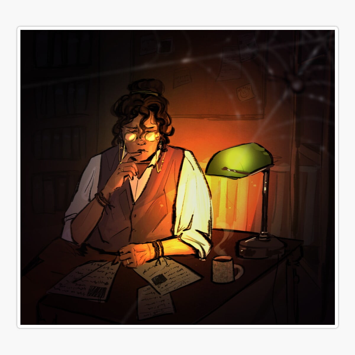 Maneki Working At The Archive Sticker, Phone Decal Water Bottle ...