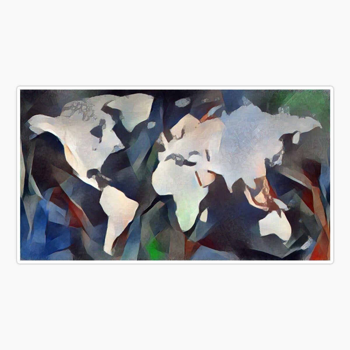 Maneki World Map Abstract Sticker, Phone Decal Water Bottle Stickers ...