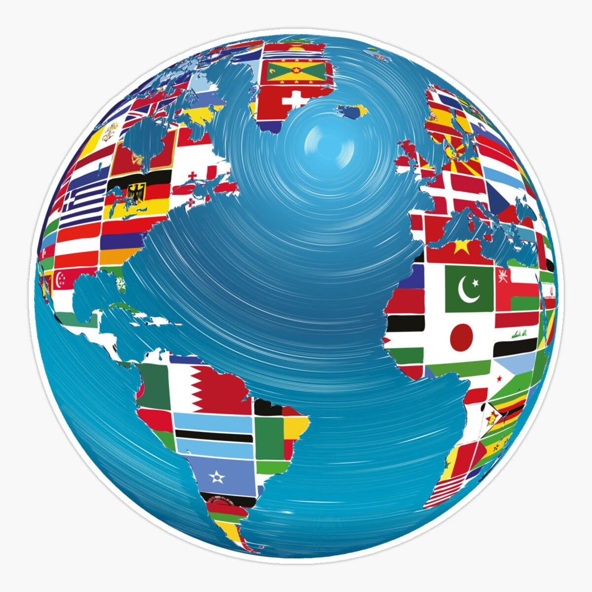 Maneki World Map Globe Earth Globe Country Lags Continents Sticker ...