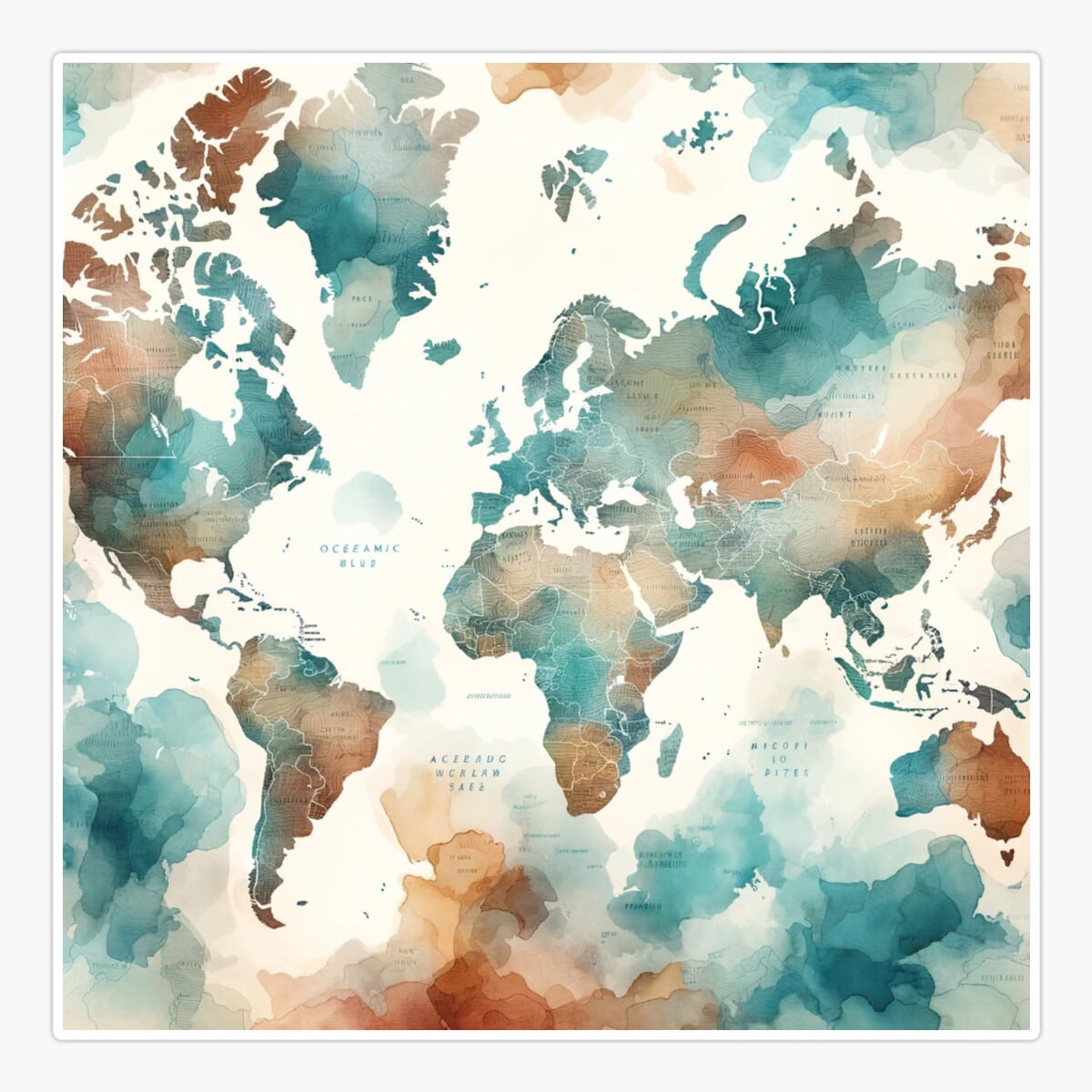 Maneki World Map Pattern - Explore The Beauty O Our Planet Sticker ...