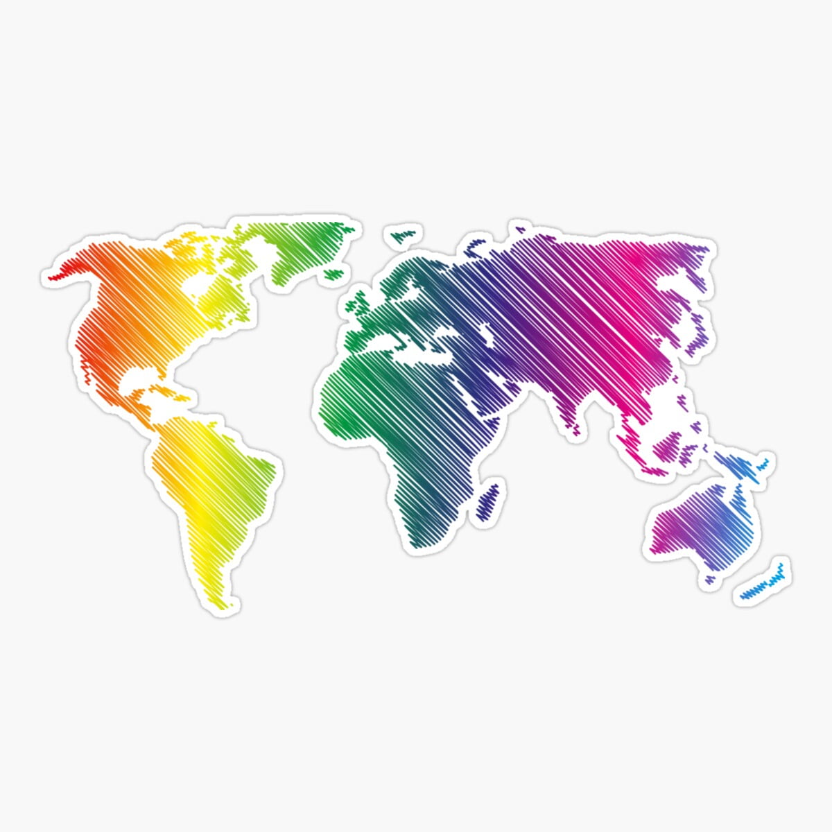 Maneki World Map - Scribble Sticker, Phone Decal Water Bottle Stickers ...