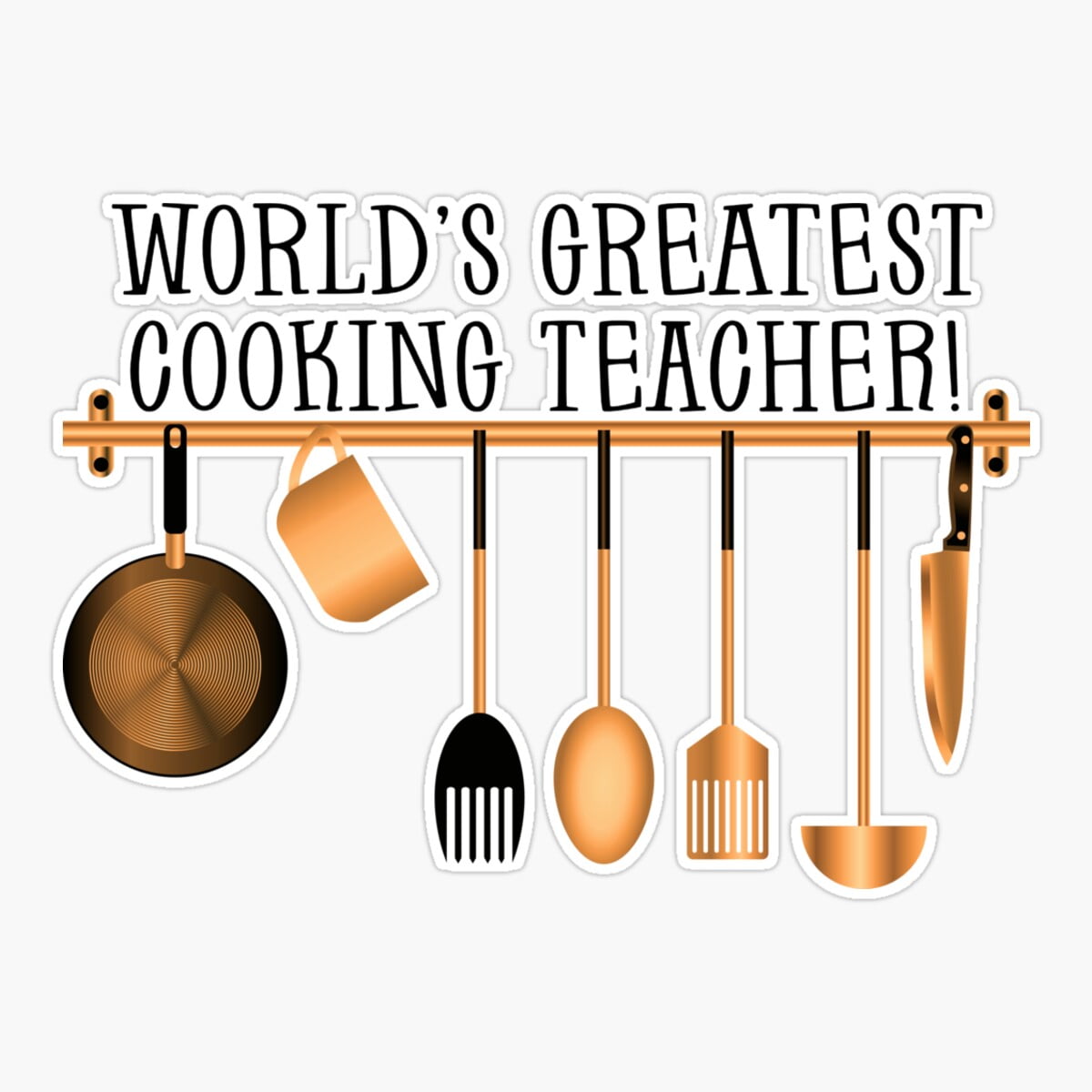 Maneki World’S Greatest Cooking Teacher! (On Grey) Sticker, Phone Decal ...