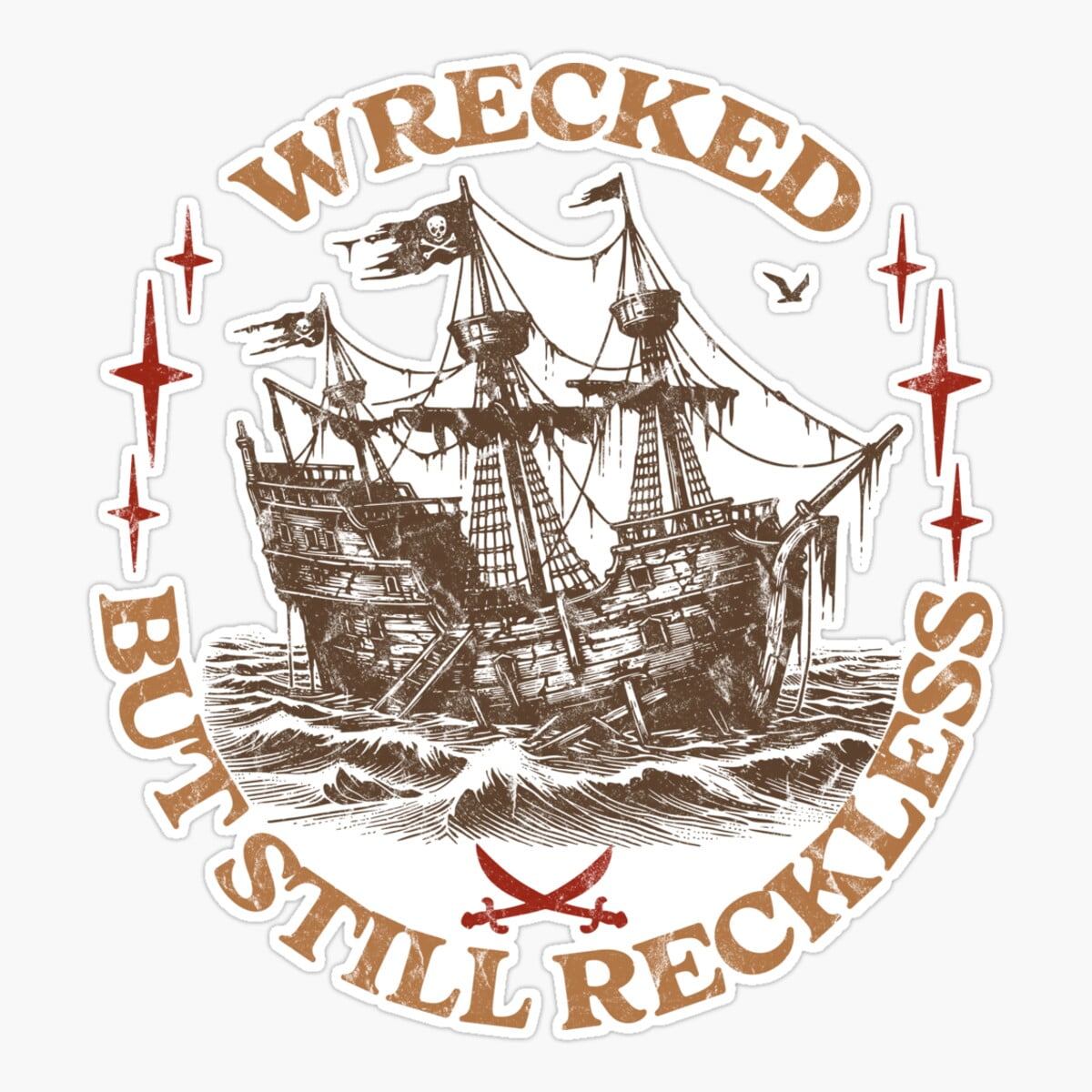 Maneki Wrecked But Still Reckless - Pirate Ship Er, Phone Decal Water ...